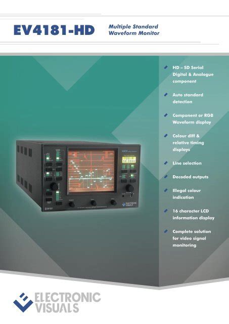 Ev4181 Hd Multiple Standard Waveform Monitor Electronic Visuals