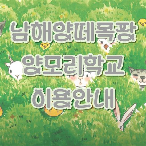 남해양떼목장 양모리학교 입장료 산양 젖 짜기체험 이용안내 총정리