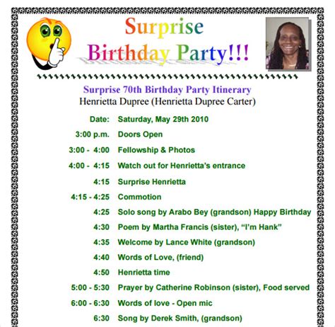 13 Birthday Itinerary Templates Free Sample Example Format Download