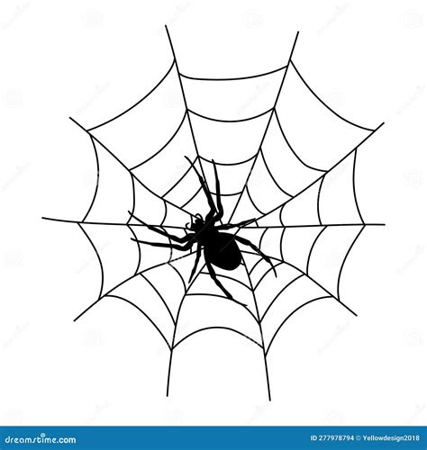 Scary Black Spider Web Isolated On White Spooky Halloween Decoration