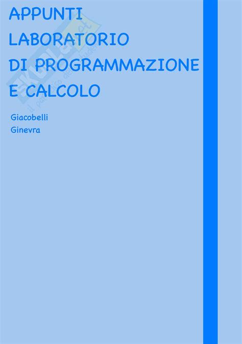 Appunti Completi Della Prima Parte Del Corso Di Laboratorio Di