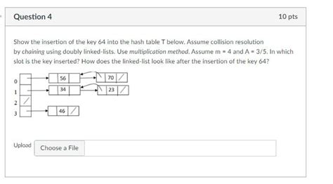 Solved Show The Insertion Of The Key 64 Into The Hash Table