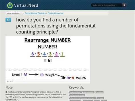 Virtual Nerd How Do You Find A Number Of Permutations Using Fcp Instructional Video For 6th