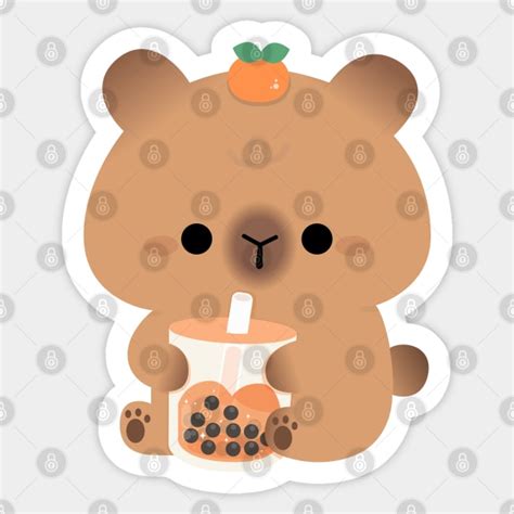 Capybara Boba Tea Capybara Sticker Teepublic