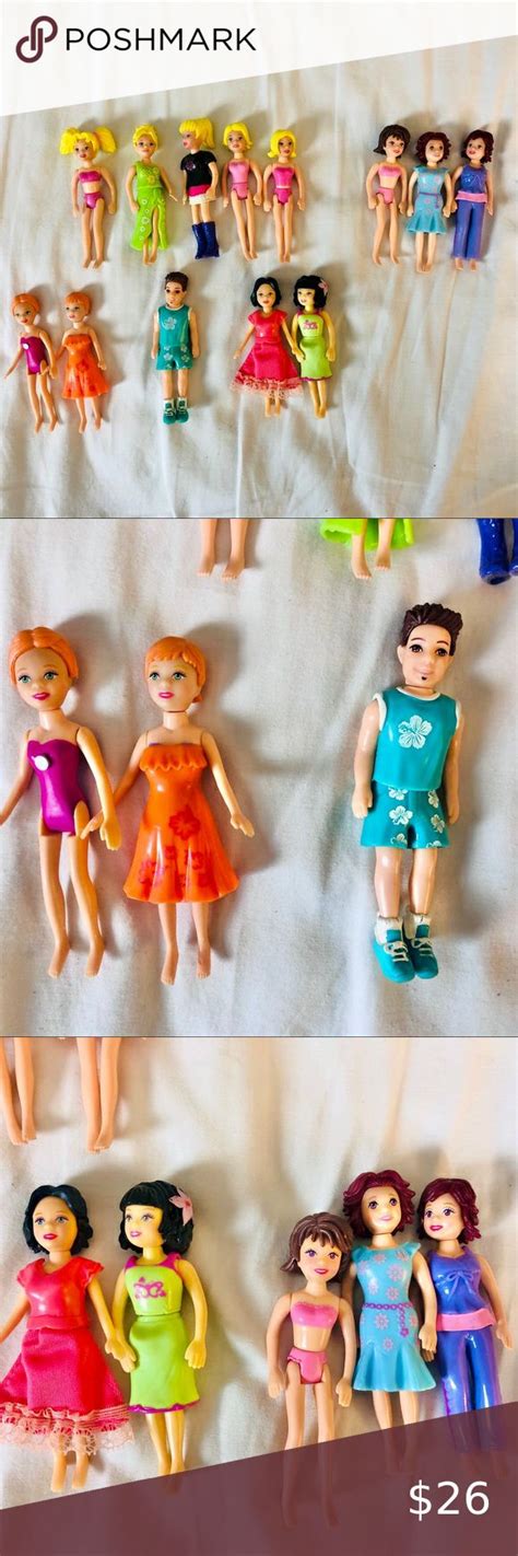 Polly Pocket Dolls Set Of 13 Blonde Brunette Black Orange Hair 1 Male