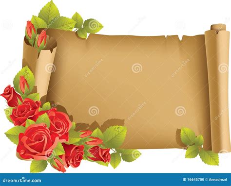Greeting Card With Rose And Scroll Horizontal Stock Vector Illustration Of Holiday