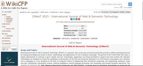 submit your papers international journal of web and semantic