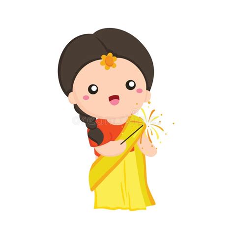 Diwali Deepavali Couple Festival Illustration Vector Clipart Stock