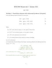 Q Pdf ISYE Homework Summer July Argmin Argmin Argmin