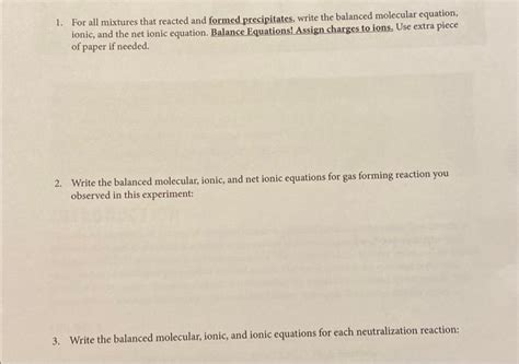 Ionic And The Net Ionic Equation Balance Equations Chegg