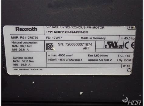 Used Rexroth Servo Motor HGR Industrial Surplus