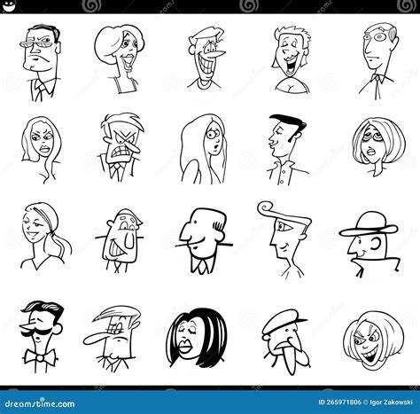 Cartoon People Characters Faces Set Stock Vector Illustration Of