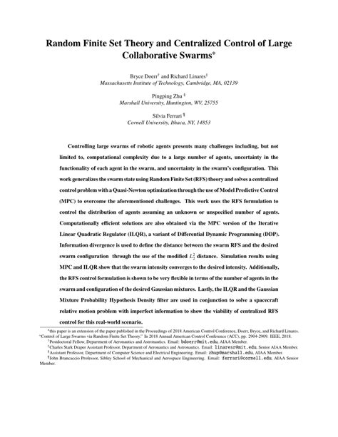 pdf random finite set theory and centralized control of large