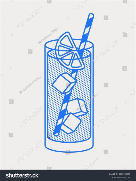 Long Island Cocktail Lemon Slice Ice Stock Vector Royalty Free