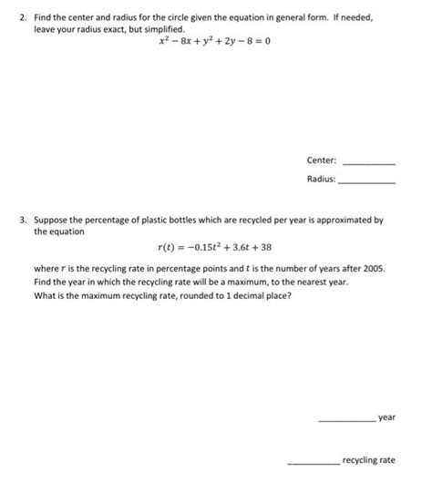 Solved Find The Center And Radius For The Circle Given Chegg