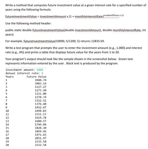 Solved Write A Method That Computes Future Investment Value Chegg
