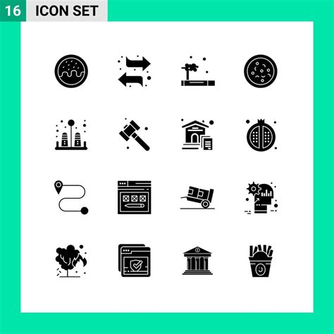 User Interface Pack Of 16 Basic Solid Glyphs Of Construction Salt Pollution Pepper Food Editable
