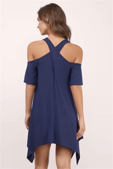 Trendy Navy Shift Dress Cold Shoulder Dress Shift Dress 29 Tobi Us