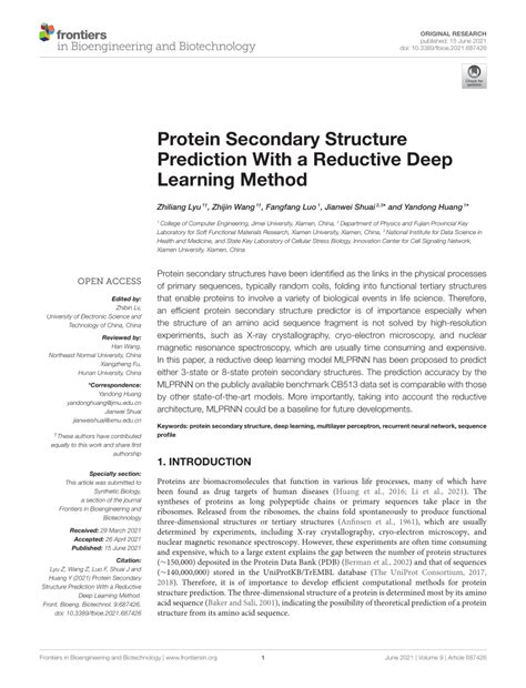 Pdf Protein Secondary Structure Prediction With A Reductive Deep