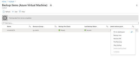 使用 Azure 備份來備份和復原 Azure Linux Vm 上的 Oracle Database Azure Virtual