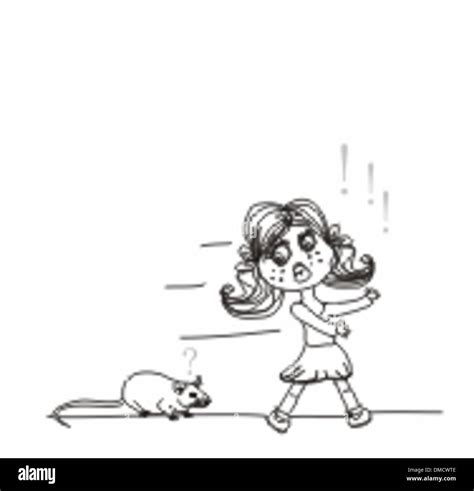 Girl Scared Of A Mouse Stock Vector Image And Art Alamy