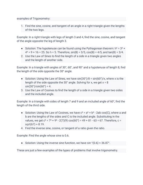 math 1650 exampels trigonometry examples of trigonometry find the