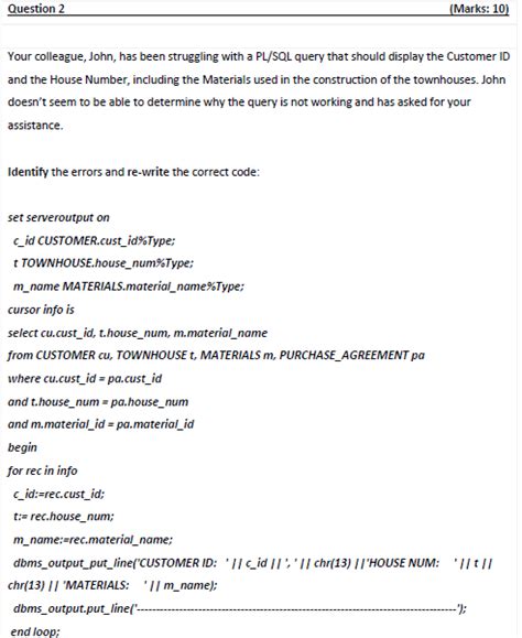 Solved Question 2 Marks 10 Your Colleague John Has Been