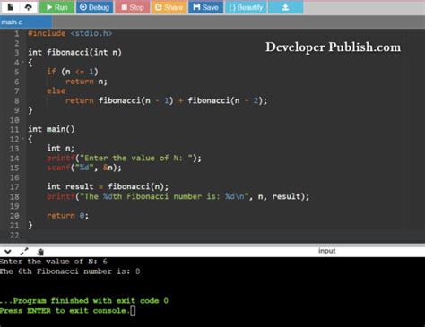 C Program To Find Nth Fibonacci Number Using Recursion