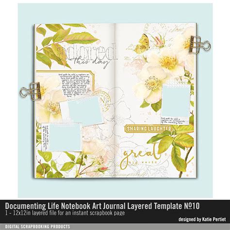 Documenting Life Notebook Art Journal Layered Template 10 Digital Art