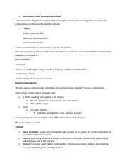 SCOM Lecture 1 Docx Foundations Of The Communication Field Communication The Process Of