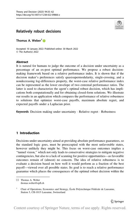 Pdf Relatively Robust Decisions