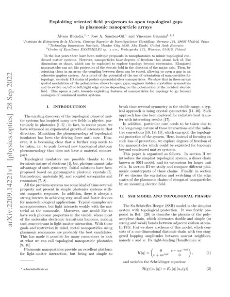 Pdf Exploiting Oriented Field Projectors To Open Topological Gaps In Plasmonic Nanoparticle Arrays