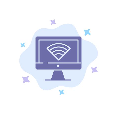 Computer Monitor Wifi Signal Blue Icon On Abstract Cloud Background 15594441 Vector Art At Vecteezy