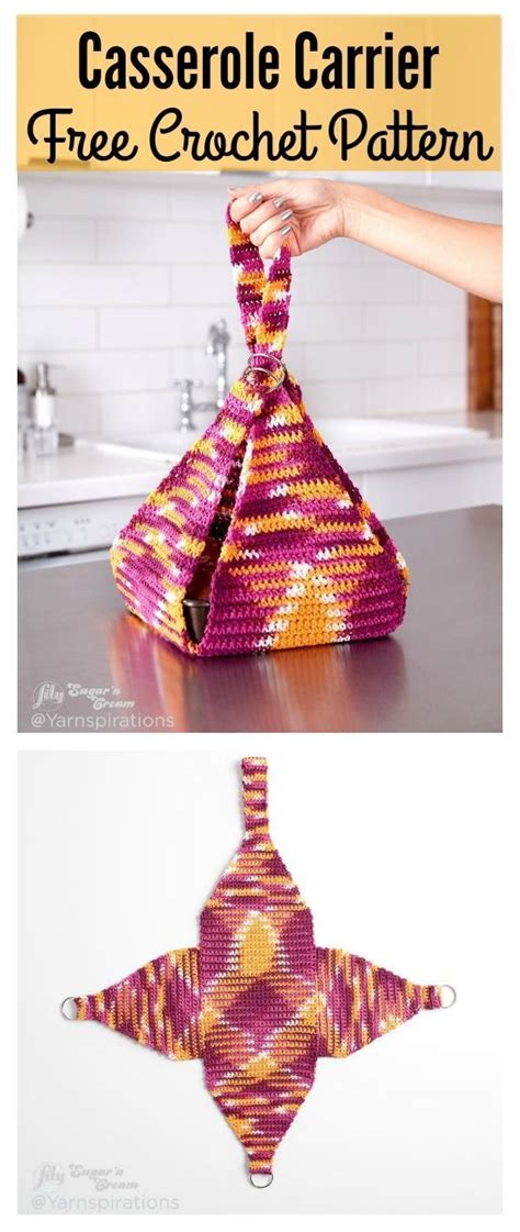 Casserole Carrier FREE Crochet Pattern Crochetbags Crochet Shell Stitch Crochet Kitchen Diy
