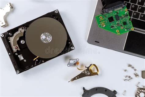 Disassembled A Broken Hard Disk Drive To Repair Center Stock Image Image Of Repair Closeup
