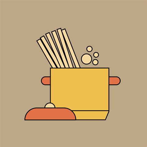Vector Line Art Illustration Of Pot With Spaghetti · Atipo Illustrations