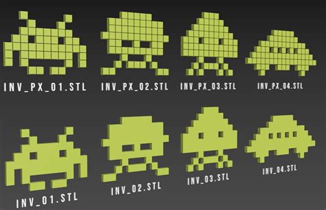 Free 3d File Basic Classic Space Invaders Normal Pixelated・3d Printing