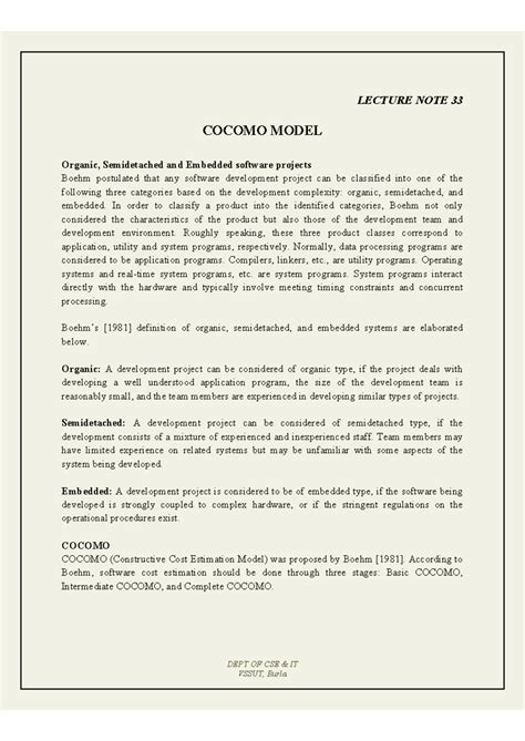 Sei Capability Maturity Model Lecture Note Cse And It Dept Of Cse