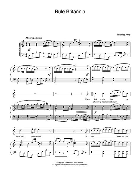 Thomas Arne Rule Britannia Sheet Music