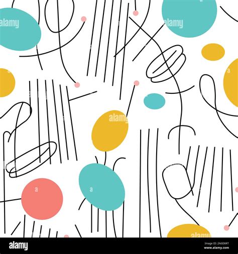 Abstract Geometry With Curved Black Lines Circles And Ovals Of