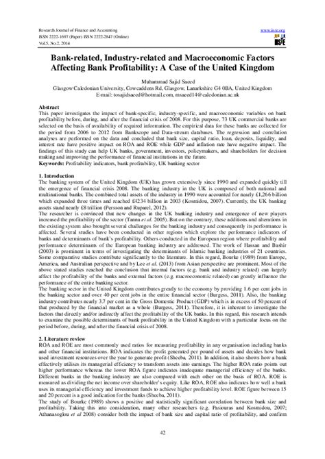 Pdf Bank Related Industry Related And Macroeconomic Factors Affecting Bank Profitability A