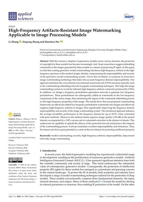 pdf high frequency artifacts resistant image watermarking applicable