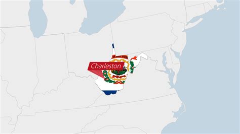 Us State West Virginia Map Highlighted In West Virginia Flag Colors And