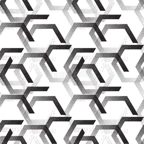 Hexagon Abstract Stipple Pattern Retro Vector Illustration Seamless Pattern Pointillism Brush