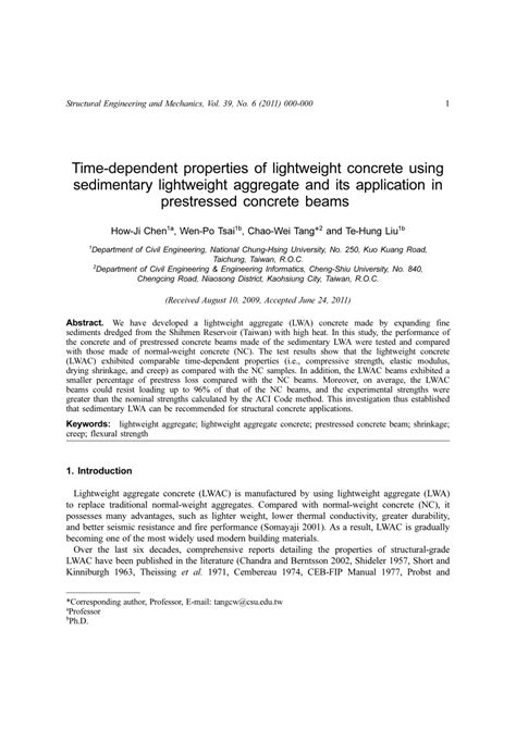 Pdf Time Dependent Properties Of Lightweight Concrete Using
