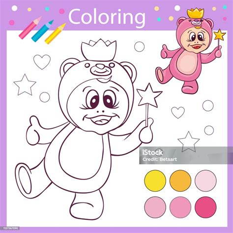 아이 들 색칠 귀여운 작은 공주 만화 아이 게임 어린이 위한 엔터테인먼트입니다 색칠 그림 윤곽선입니다 선형 이미지 재미 있는