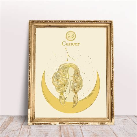 Cancer Woman Zodiac Wall Art Etsy