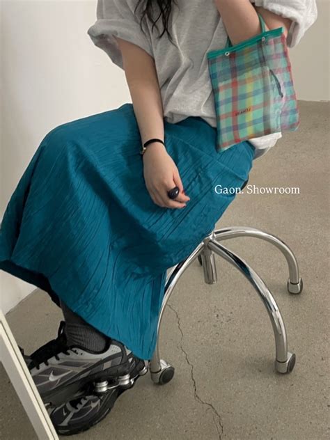 가온쇼룸 링클스커트 새틴 주름 플리츠 밴딩 H라인 4 Color