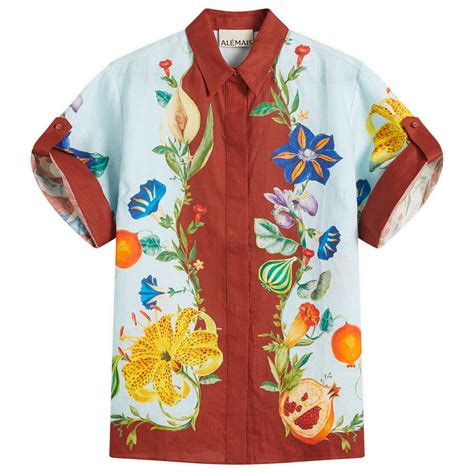 Alemais Dahlia Floral Linen Shirt Multi End Us