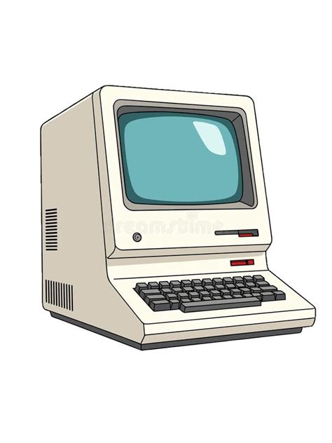Retro Vintage Computer Classic Desktop Personal Technology Stock Vector Illustration Of